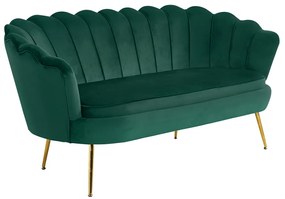 Tempo Kondela Luxusní pohovka, 2,5-sed, smaragdová Velvet / zlatá, styl Art-deco, NOBLIN