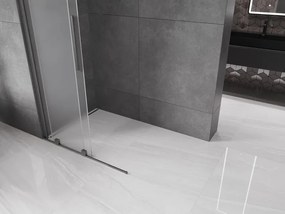 Mexen Velar, sprchová zástěna s posuvnými dveřmi Walk-in 100 x 200 cm, 8mm sklo námraza, grafit broušený, 871-100-000-33-66