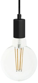 creative cables Závěsná lampa s textilním kabelem a jednobarevnými kovovými detaily Barva: Černá