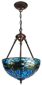 Závěsná lampa Tiffany BLUE DRAGONFLY Clayre &amp; Eef 5LL-9336BL