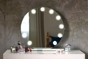 Stolní kosmetické zrcadlo Torano s LED osvětlením bílé/stříbrné