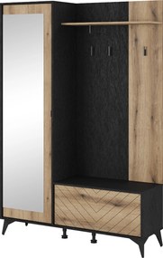 PSK Předsíňová stěna DARA, Dub Evoke/Černá 134 cm