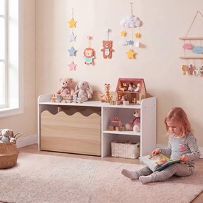 Costway Dětský stůl ze dřeva, na aktivity se širokou deskou a policí, dětská