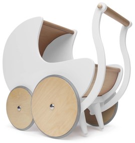 Kinderfeets® Dřevěný kočárek pro panenky a nácvik chůze bílá