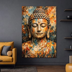 DUBLEZ | Dřevěný obraz na zeď - Buddha v barvách | UV tisk, Premium