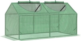 Fóliový skleník Outsunny s oknem, PE skleník pro rajčata a rostliny, chladicí rám 120x60x60 cm, zelený | Aosom.de