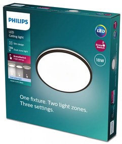Philips 8719514431966 led stropní svítidlo ozziet 1x18w | 2000lm | 4000k - stmívatelné - sceneswitch, černá