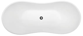 Besco Volně stojící vana z litého mramoru Viya 160x70 (170x71) Barva: Bílá, Rozměry (cm): 158x70,5, Typ a barva výpustě: Click-Clack s horním čištěním, chrom