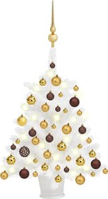 vidaXL Umělý vánoční stromek s LED a sadou koulí 65 cm [3077544] Barva: Bílá