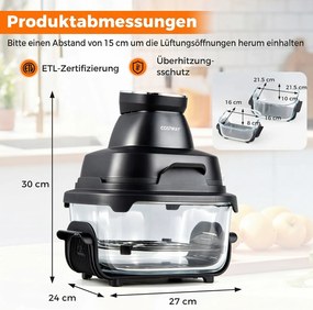 Costway Přenosná vzduchová fritéza 6-in-1 Fritování a pečení vzduchem 4 L a 1,7
