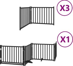 Zábrana pro psy s dvířky skládací 10 panelů černá 800 cm topol 3155739