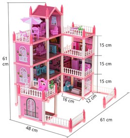 Creative Corner Domeček pro panenky růžová DIY 4 úrovně nábytku