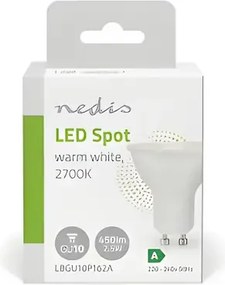Nedis LED žárovka GU10 / Spot / 2.5 W / 450 lm / 2700 K / Teplá bílá /