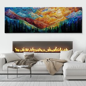 Obraz na plátně - Když slunce hory hladí FeelHappy.cz Velikost obrazu: 60 x 20 cm