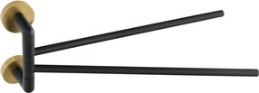 Sapho Larissa - Dvojitý držák ručníků, délka 35 cm, černá/matná zlatá WS021BG