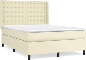 Box spring postel s matrací krémová 140x190 cm umělá kůže 3132497