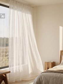 Sinsay - Poloprůhledná záclona na řasící pásce s metalickou nití - sříbrná