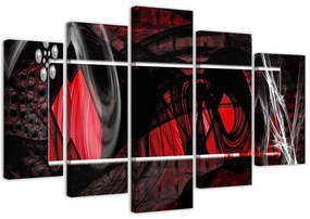 Obraz na plátně pětidílný Červená abstrakce - 150x100 cm