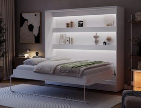 Devesto Sklápěcí postel Horizontální 160 Bílá LED