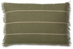 ferm LIVING Bavlněný polštář Calm Olive 60x40 cm, zelená barva, textil