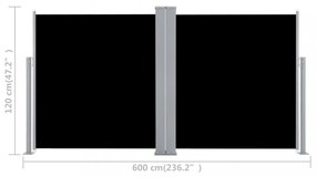 Zatahovací boční markýza 120x600 cm Dekorhome Krémová