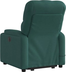 Zvedací masážní polohovací křeslo tmavě zelené textil 3204728