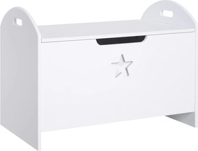 HOMCOM Dětský úložný box na hračky s flipovým víkem a bezpečnostním mechanismem 62x40x46,5 cm Prostorný prostor nosnost 20 kg Bílá | Aosom