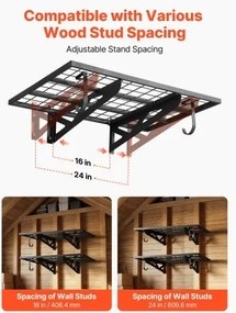 Dvoupatrový vysoce odolný nástěnný regál do garáže, 610 × 914 mm VEVOR – 914 × 620 × 210 mm