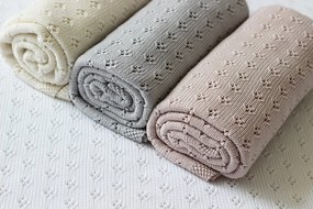 lovel.cz Pletená bambusová deka pro děti openwork - White