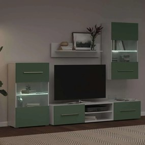 5dílná TV stolky s LED osvětlením olivově zelená kompozit 3324232