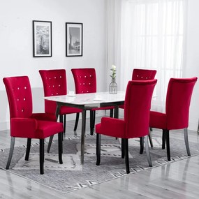 vidaXL Jídelní židle s područkami 6 ks samet [276922] Barva: Červená