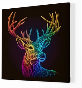 Obraz na plátně - barevný jelen, hlava FeelHappy.cz Velikost obrazu: 120 x 120 cm