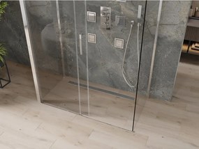 Mexen Omega 3-stěnový sprchový kout 140x80 cm, 8mm čiré sklo - chromový profil, 825-140-080-01-00-3S