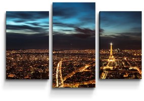 Sablio Obraz - 3-dílný Noční Paříž - 75x50 cm