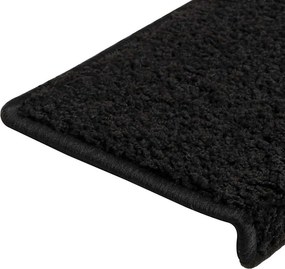 Schodové rohože 15 ks 65 x 21 x 4 cm černé s obdélníkovým okrajem 134576