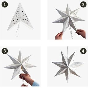 Vánoční papírová hvězda sedmicípá STARLET DELUXE 35 cm, bílá