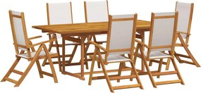 7dílný zahradní jídelní set masivní akáciové dřevo a textilen 3279289