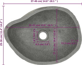 vidaXL Umyvadlo říční kámen oválné 37–46 cm [242667]