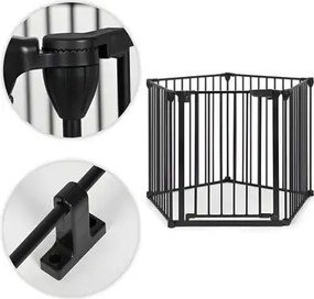 ECOTOYS Bezpečnostní zábrana černá / Dětská zábrana / 5 panelů / kovov