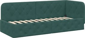 Rohový rám postele Tmavě zelená 80 x 200 cm samet 3394064