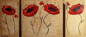 Vícedílné obrazy - Červené květy