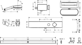 Hansgrohe WallStoris, sada sprchové hlavice 105, 3 proudy, termostatu a koupelnových doplňků, černá matná, 24250670