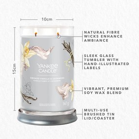 Yankee Candle vonná svíčka Signature Tumbler ve skle velká Smoked Vanilla & Cashmere 567g