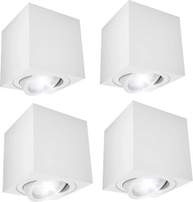 4x Nástěnné svítidlo Tuba Halogenové pohyblivé GU10 Led 80x85 do pokoje, bílé