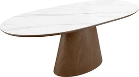 Oválný rozkládací jídelní stůl Parthenia 160-200 cm tmavý ořech