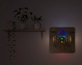 Li-Go "Čakry" světelný obraz s baterií 42x42 cm včetně dálkového ovládání provedení povrchu: dub světlý