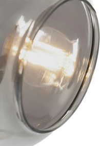 Stojací lampa černá se zlatem a kouřovým sklem 2-světlo - Zuzanna
