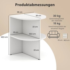Costway Půlkulatý odkládací stolek s otevřenými policemi