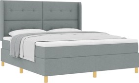 Postel s boxspringem s čelo Světle šedá 180 x 200 cm textil 3341847