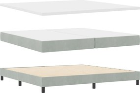Postel s boxspringem s čelo Světle šedá 200 x 200 cm samet 3340406